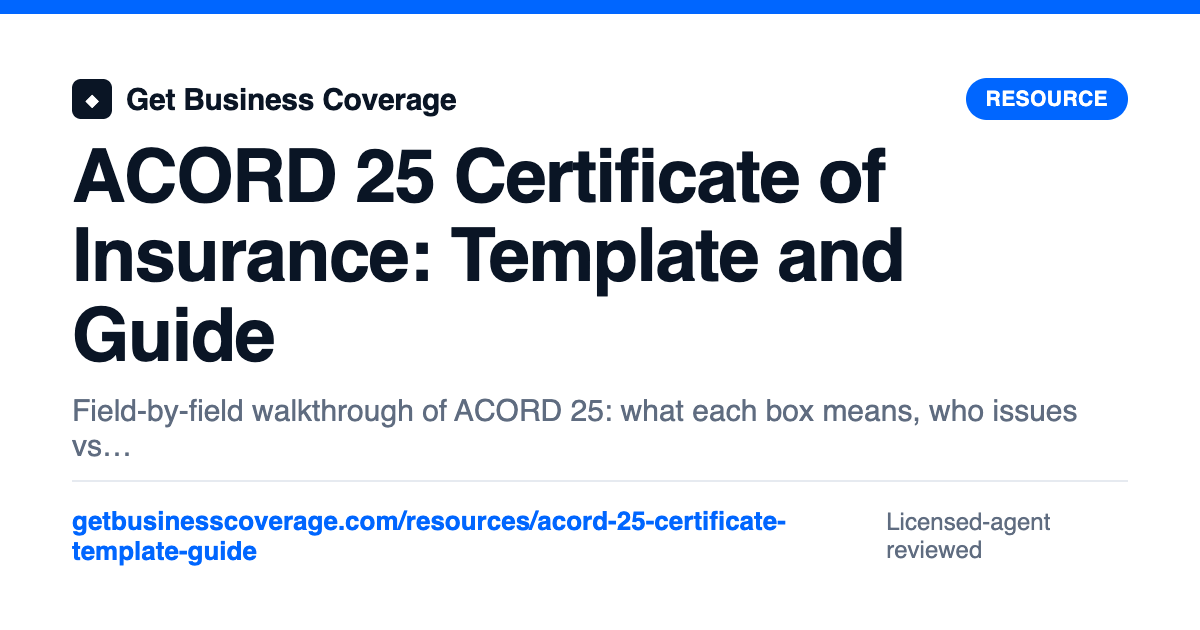 ACORD 25 Certificate of Insurance: Template and Guide